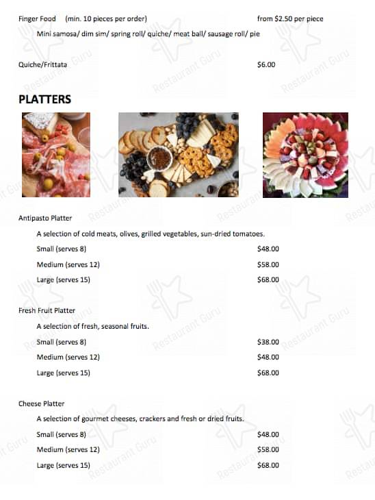 Menu at Da Moose Cafe, Altona