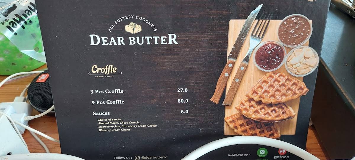Menu at Dear Butter Binus cafe, West Jakarta