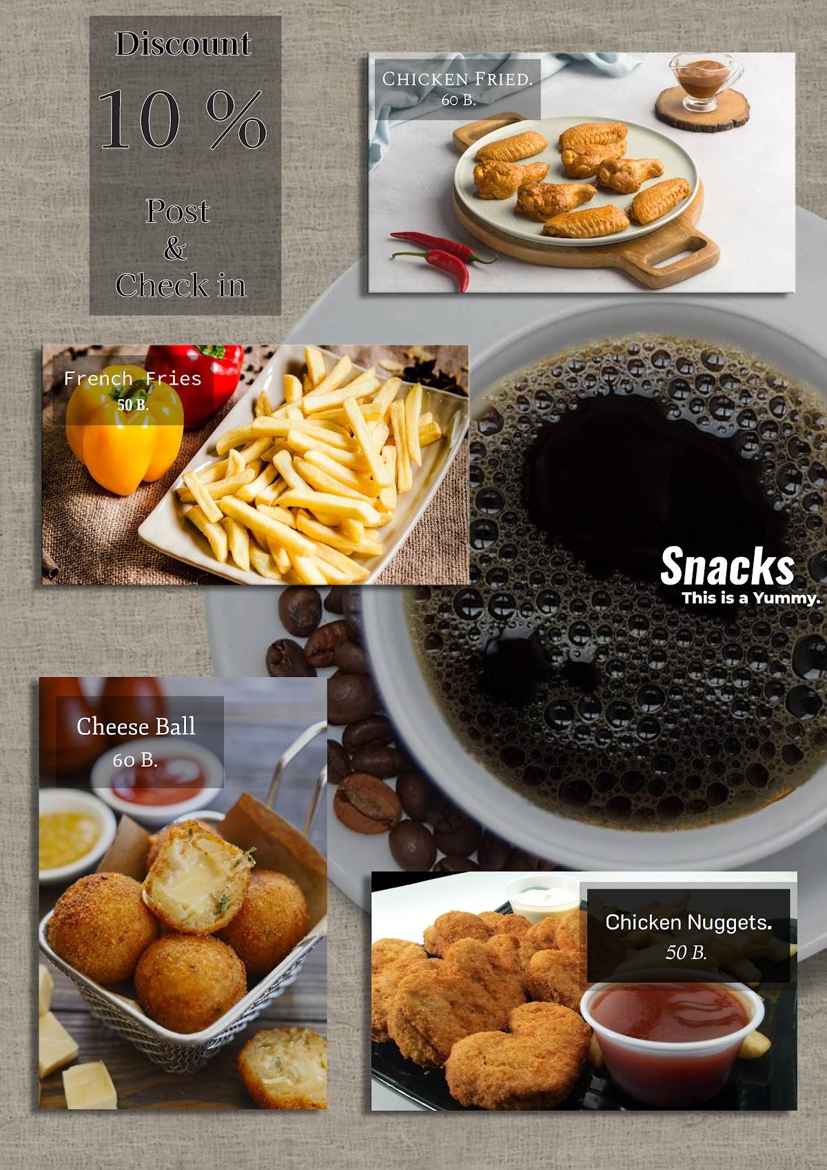Menu at Desktop co-working space cafe, Hat Yai