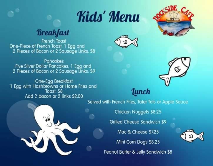 Menu at Dockside Cafe, Craig