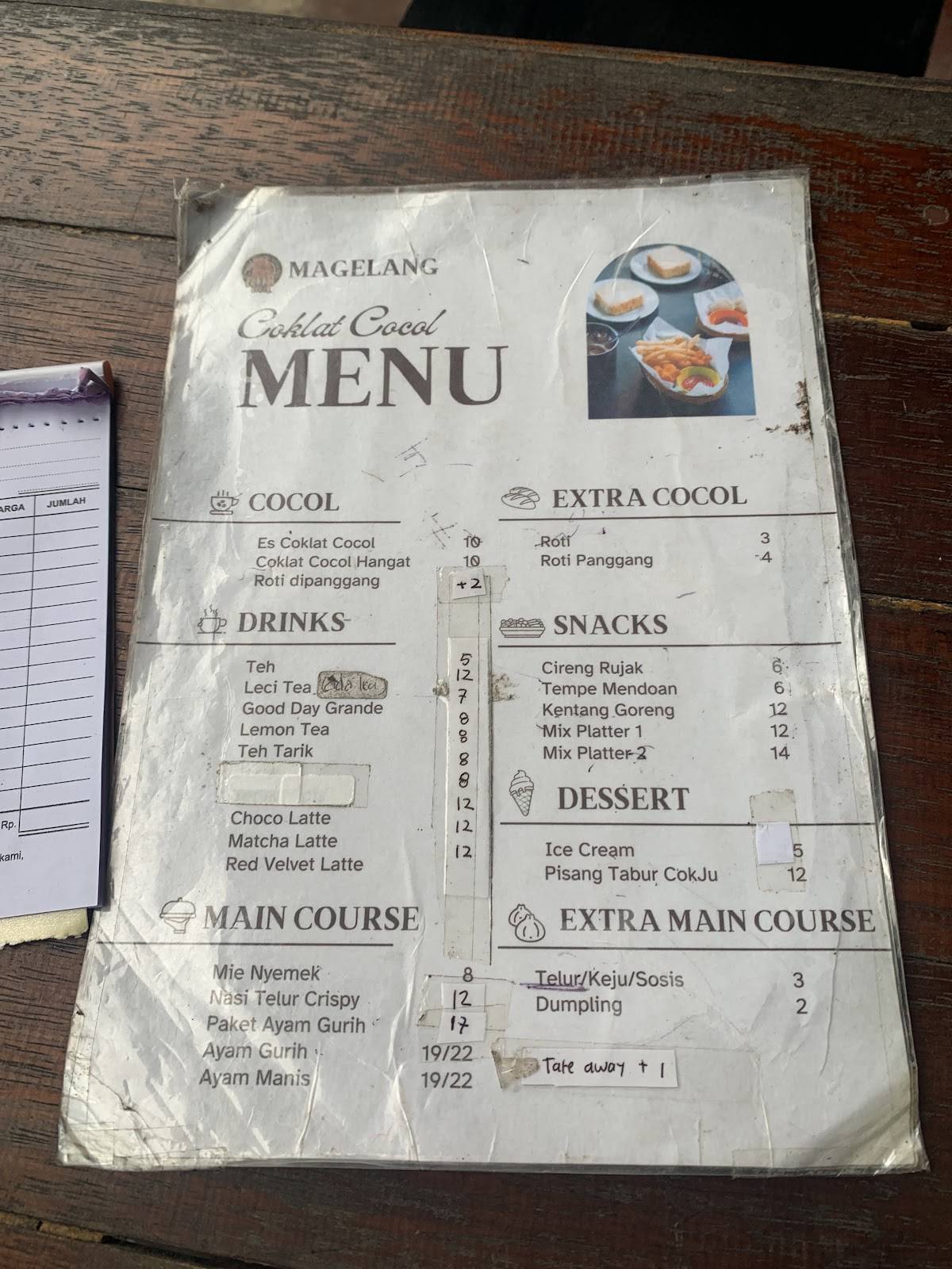 Menu at Es Coklat Cocol Magelang cafe, Magelang