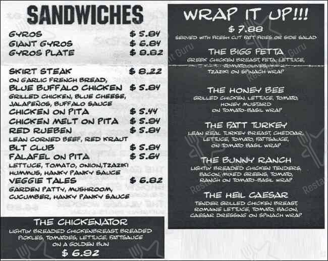 Menu at Fatt Mustard Cafe, Elk Grove Village