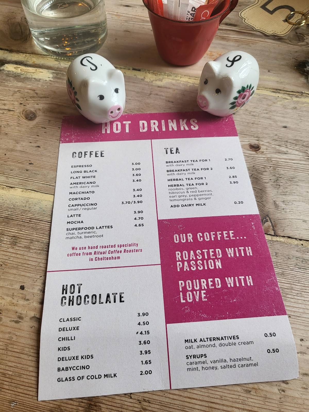 Menu at Felt Cafe, Stroud