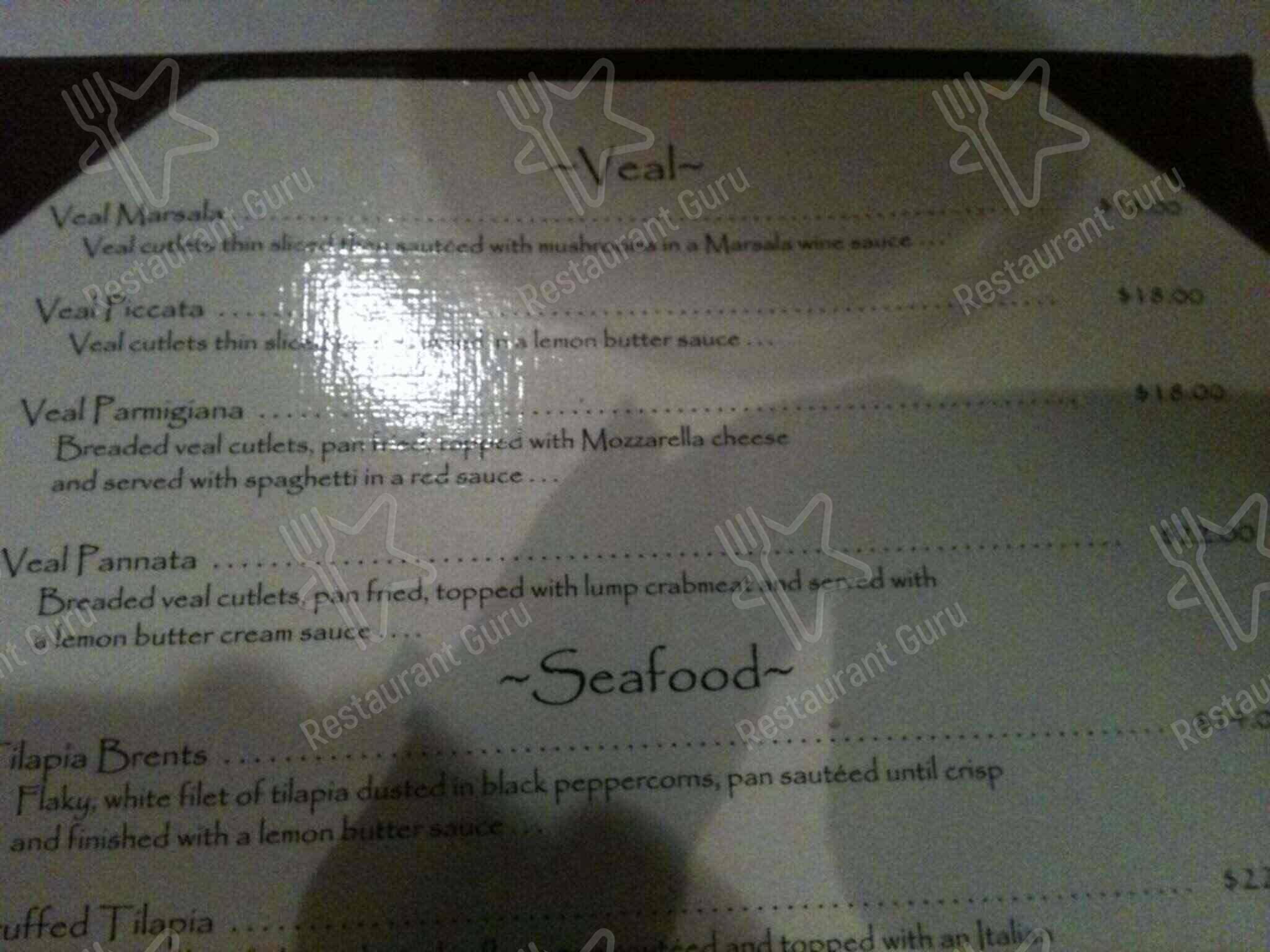 Menu at Cafe JoJo's, Morgan City