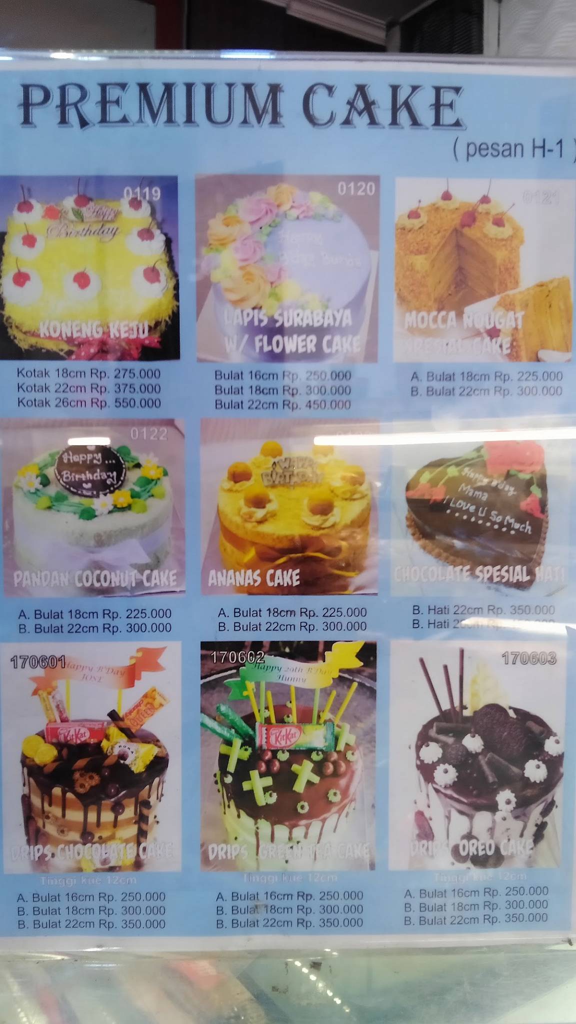 Menu at Kalika Cake Shop cafe, Bandung, Jl. Mekar Puspita No.42