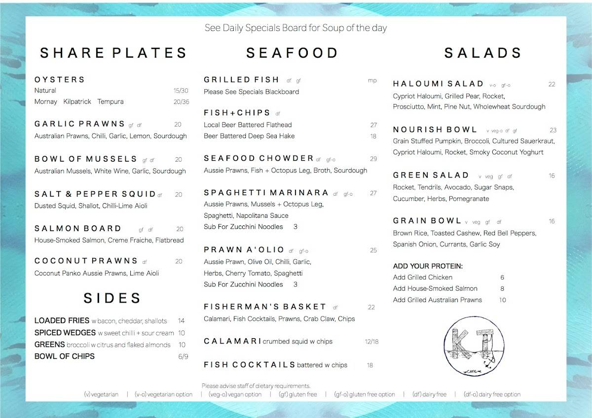 Menu at King Tide Cafe, Brooklyn