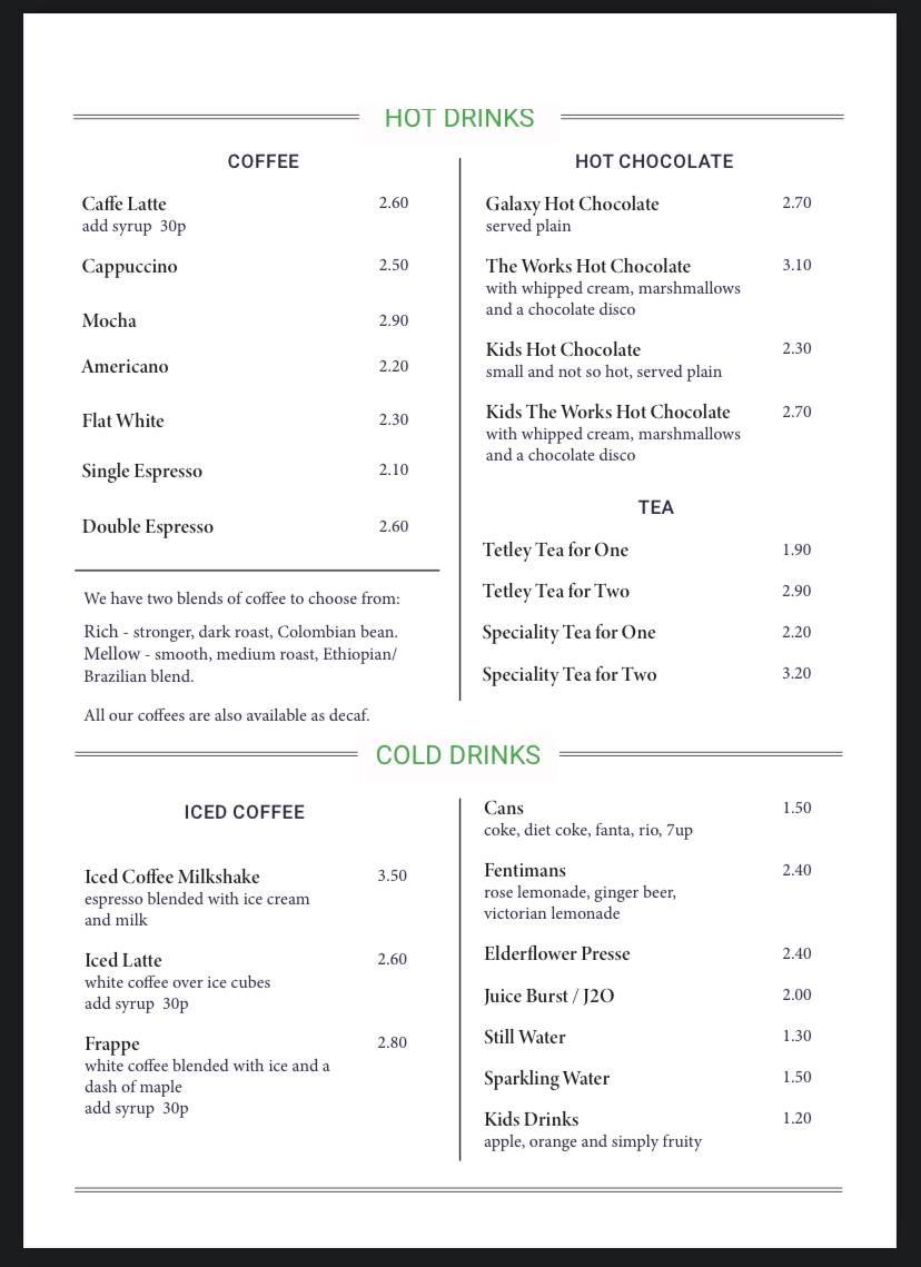 Menu at La Crepe Escape cafe, Princes Risborough