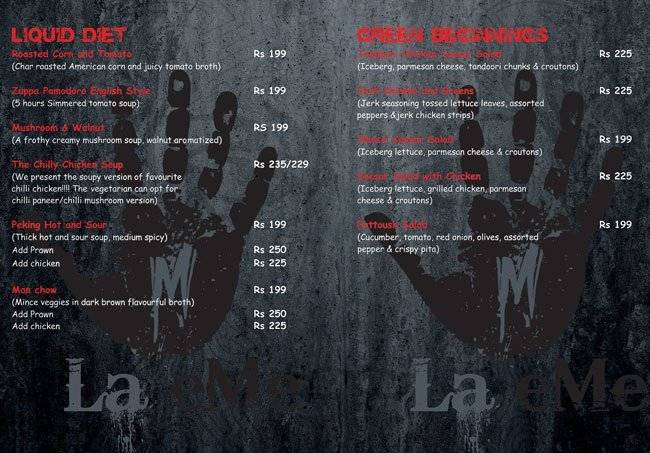 Menu at La eMe Cafe, New Delhi
