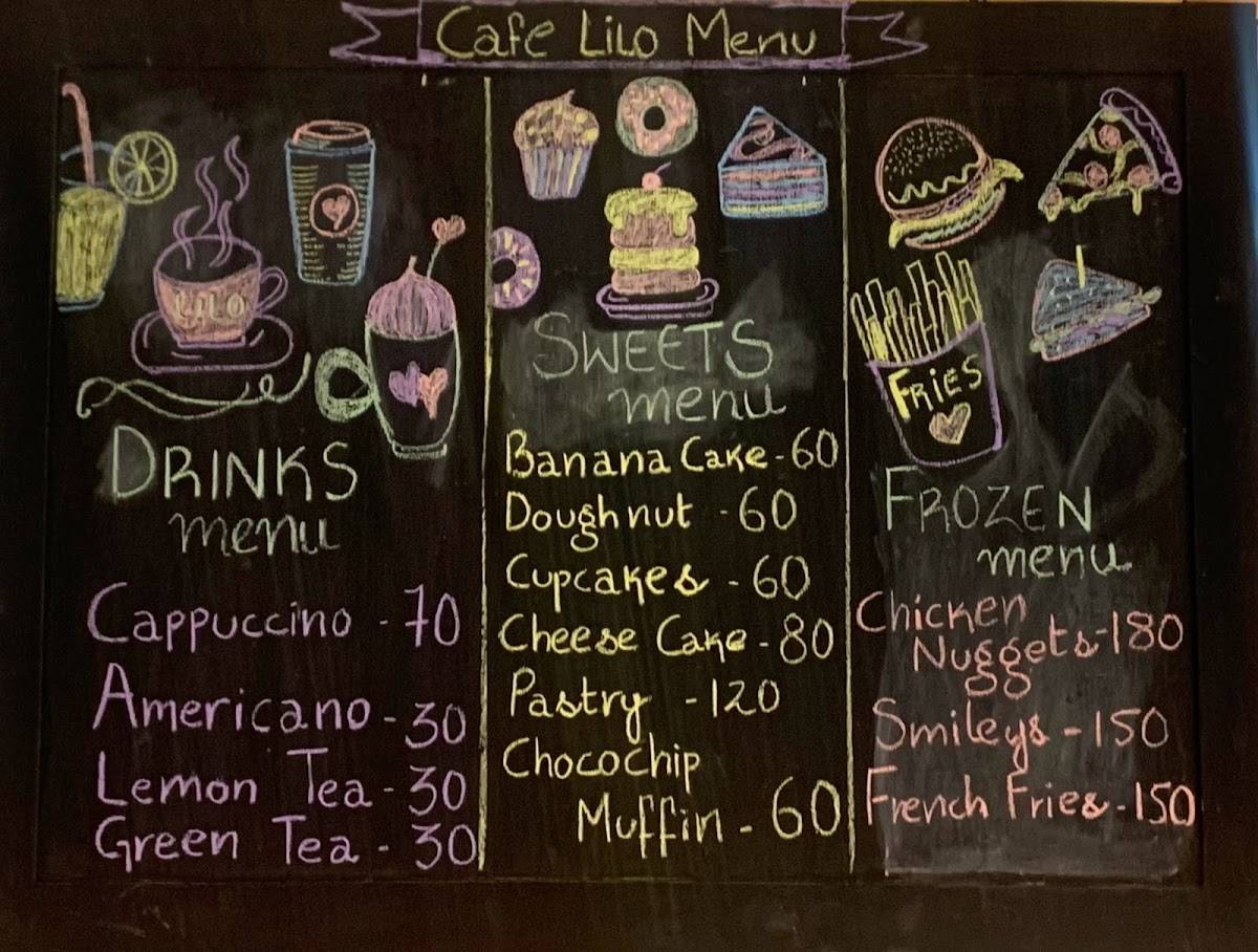 Menu at Cafe Lilo (Mechukha), India