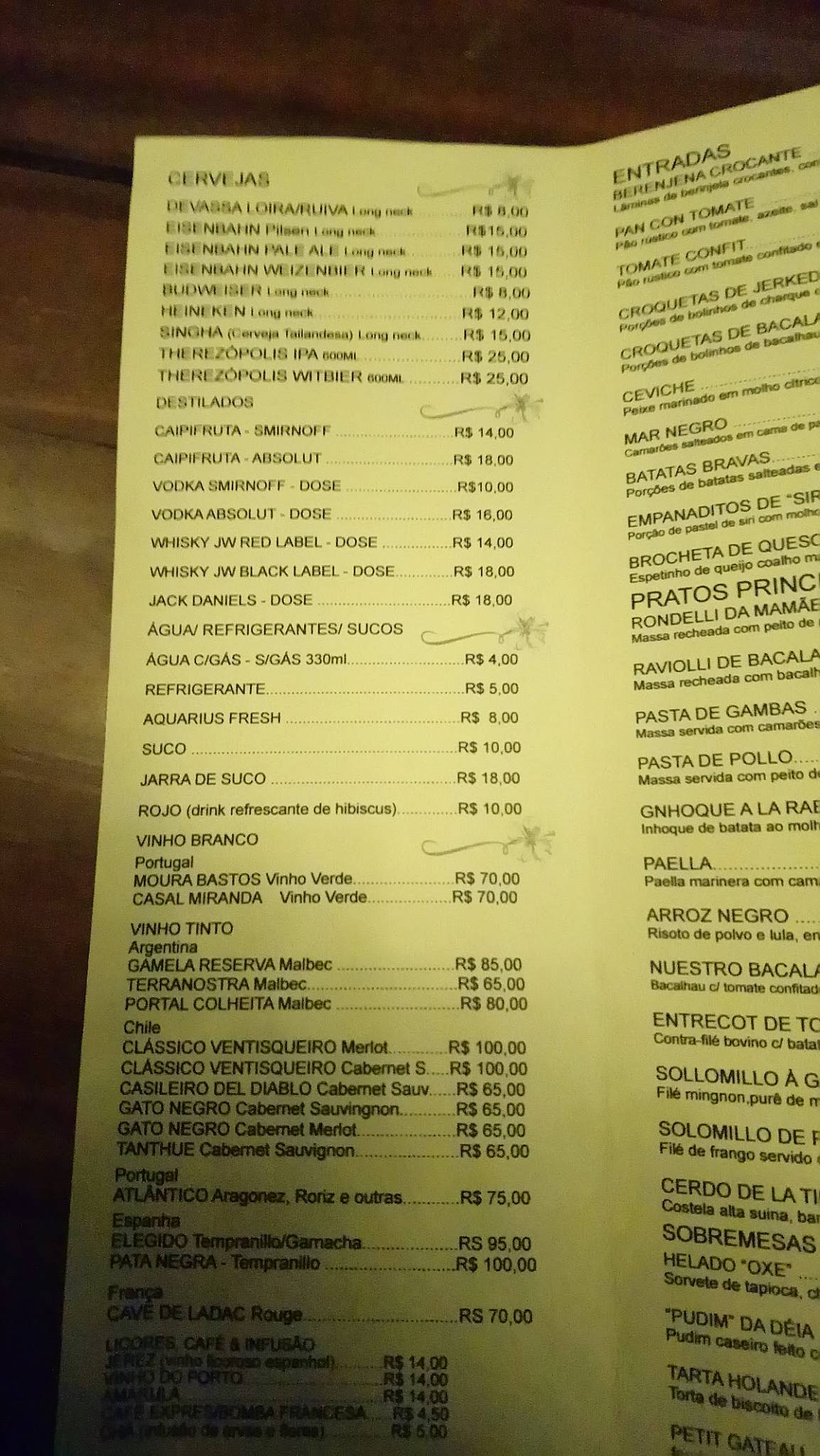 Menu em Café Manollo, Maceió