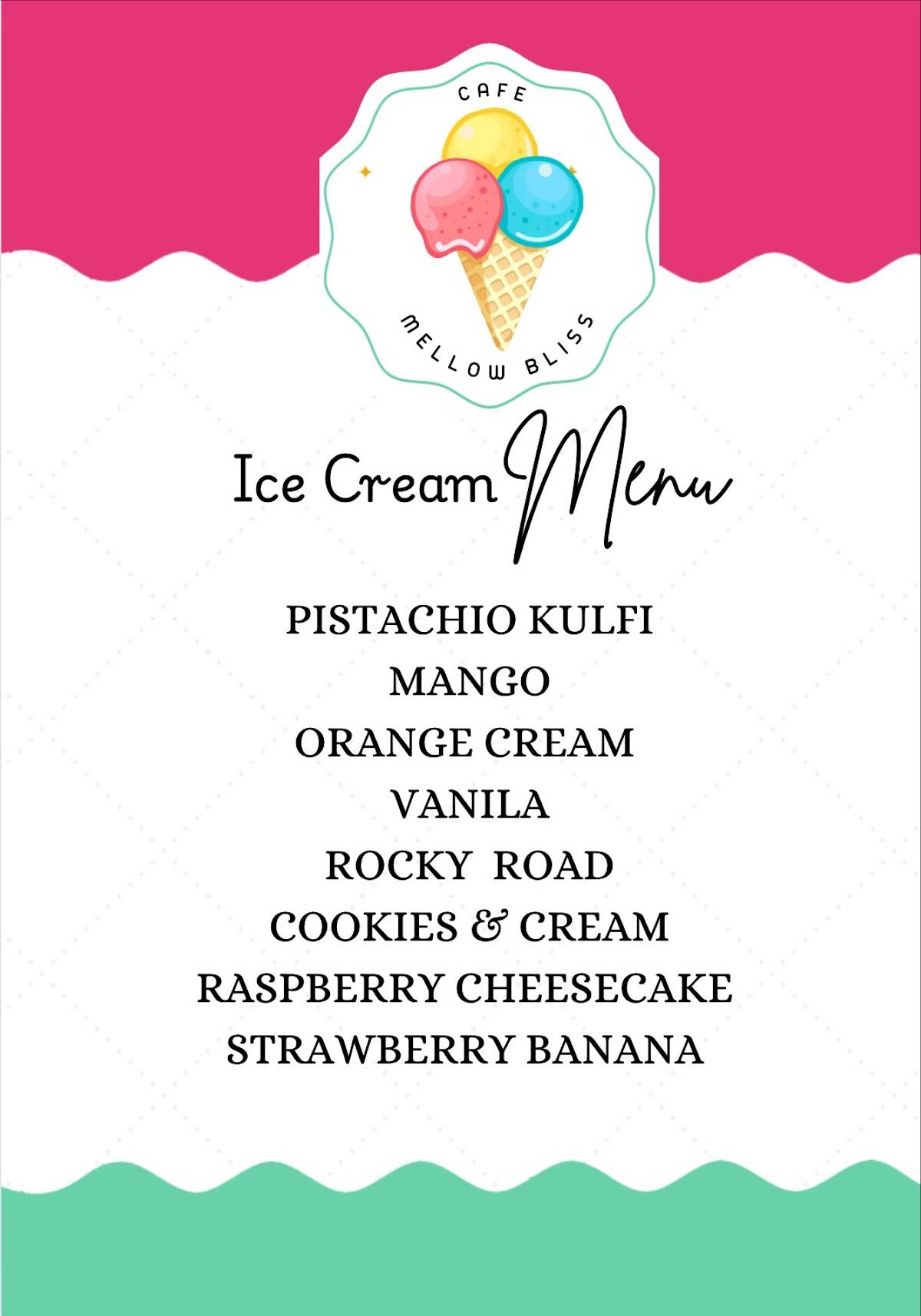 Menu at Cafe Mellow Bliss, Langley Township