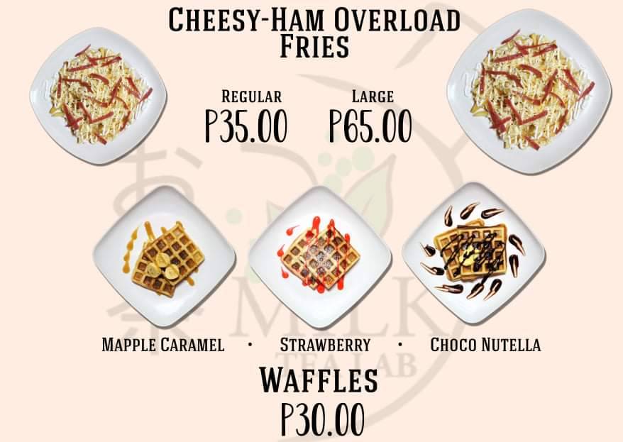 Menu at Milk tea lab cafe, Dasmariñas