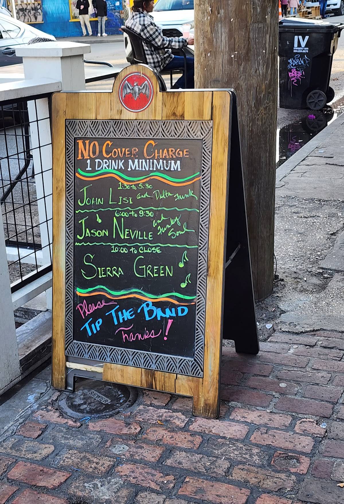 Menu at Cafe Negril, New Orleans, 606 Frenchmen St