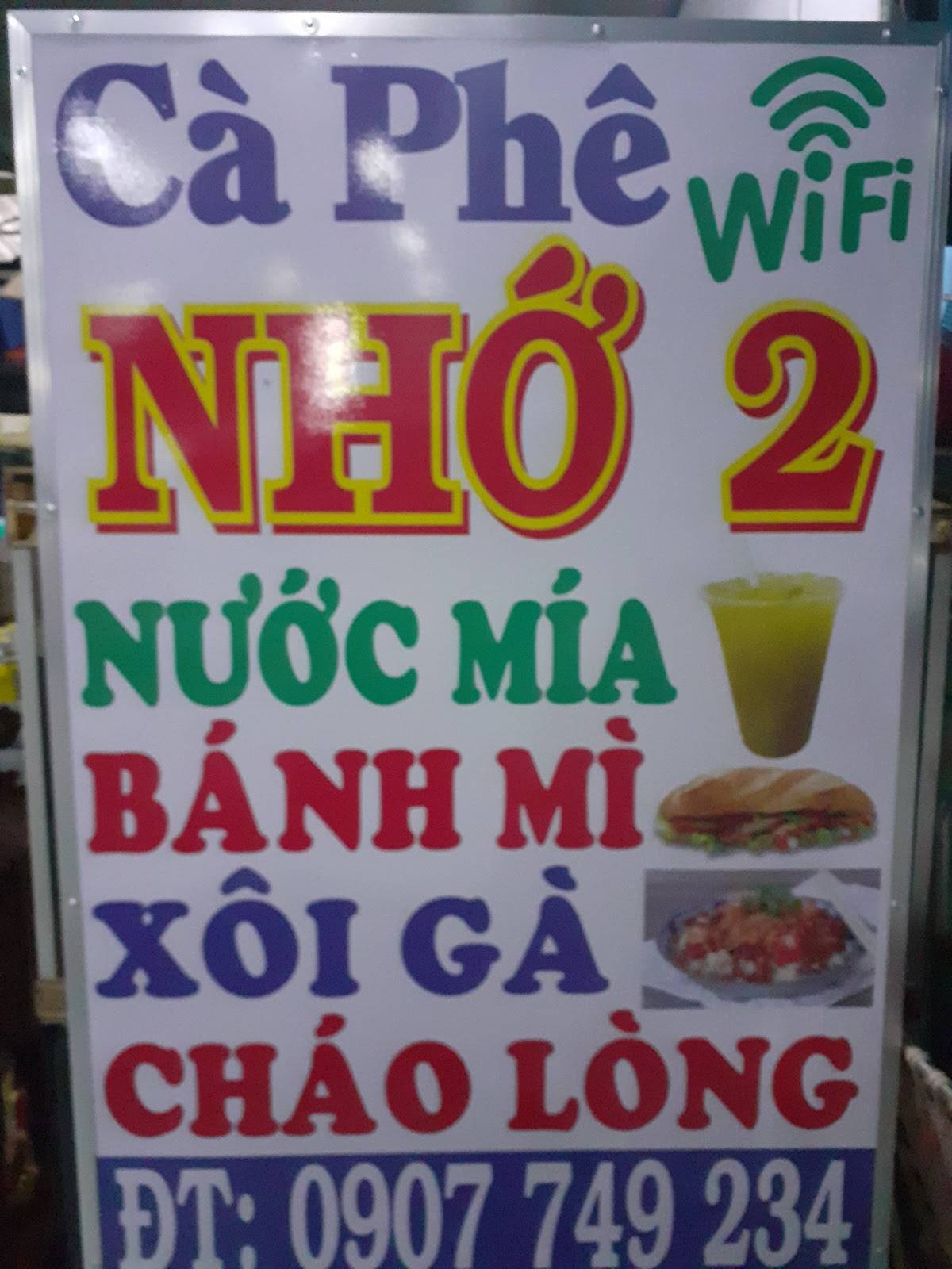 Menu at Cafe Nhớ 2, Vietnam