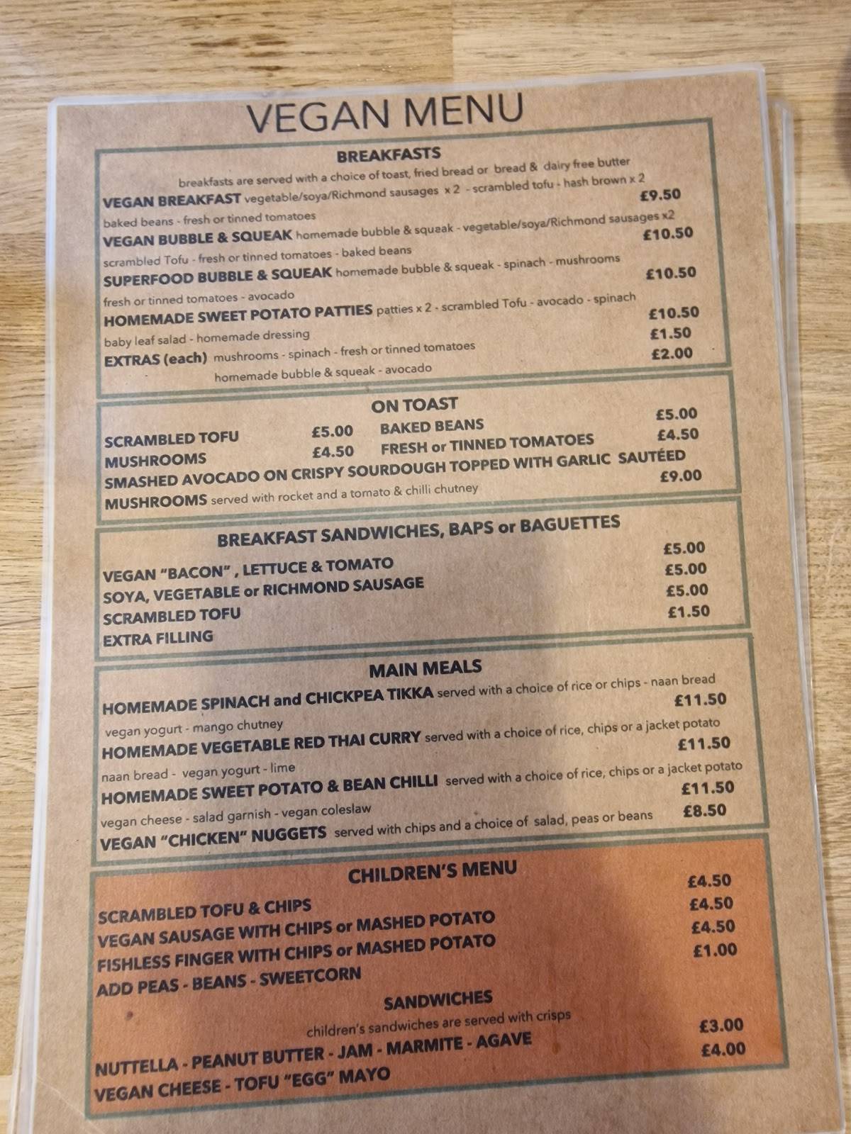 Menu at Old Town Beach Cafe, Hunstanton