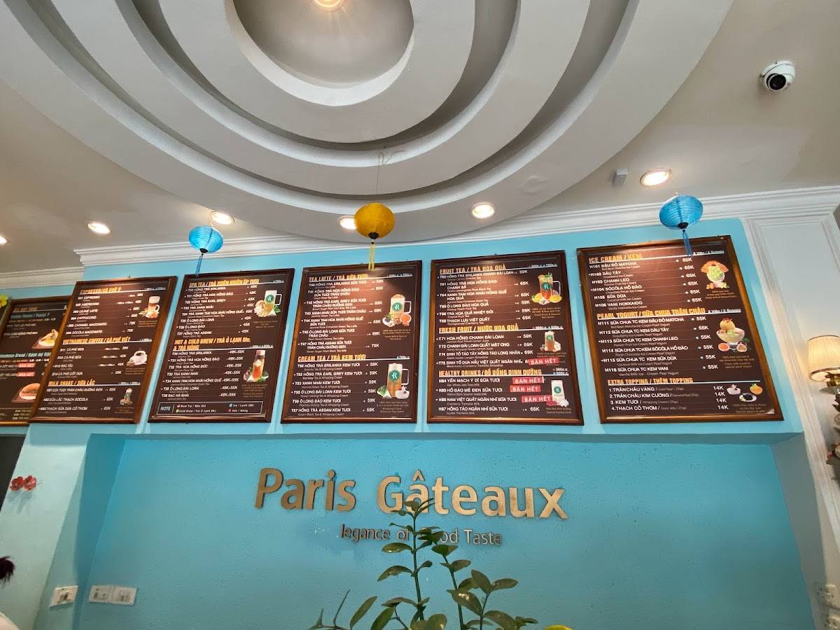 Menu at Paris Gâteaux Bakery Cafe, Hanoi, 62 P. Nguyễn Thị Định