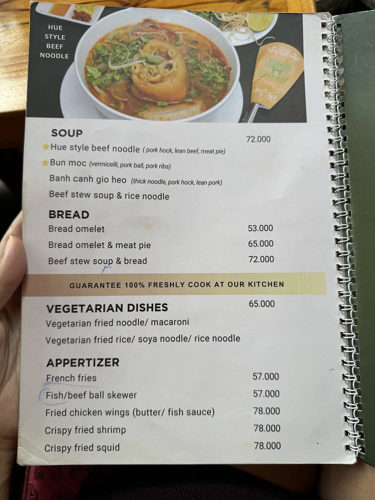 Menu at Cafe Sân Vườn Miền Thảo Mộc, Ho Chi Minh City