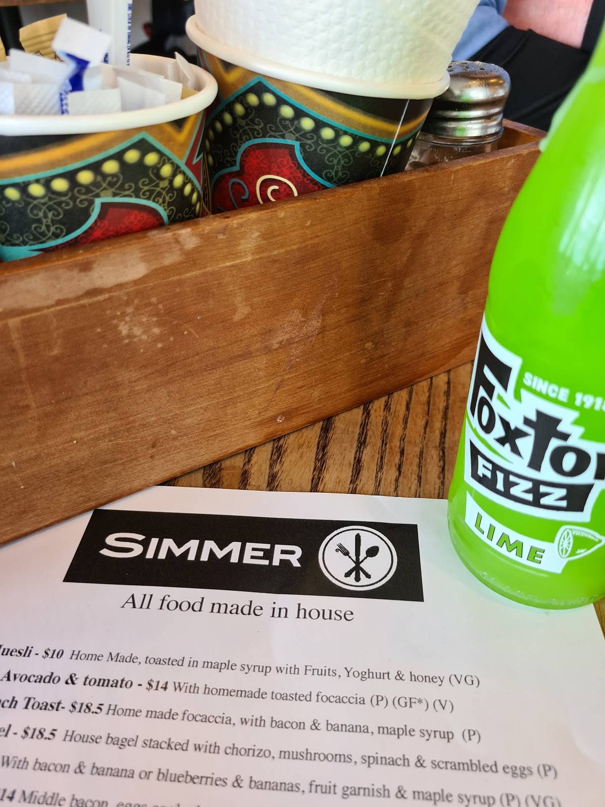 Menu at Simmer Café cafe, Wellington