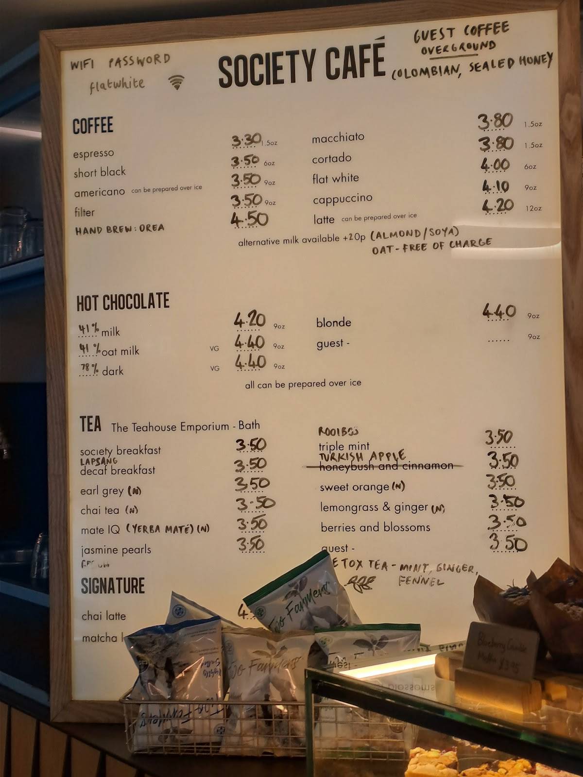 Menu at Society Café cafe, Bristol, Farr's Ln
