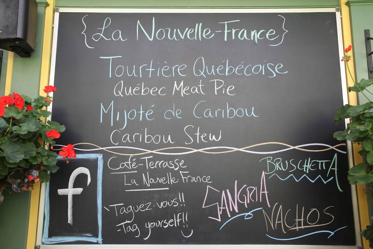 Menu at Café-Terrasse La Nouvelle-France, Québec City
