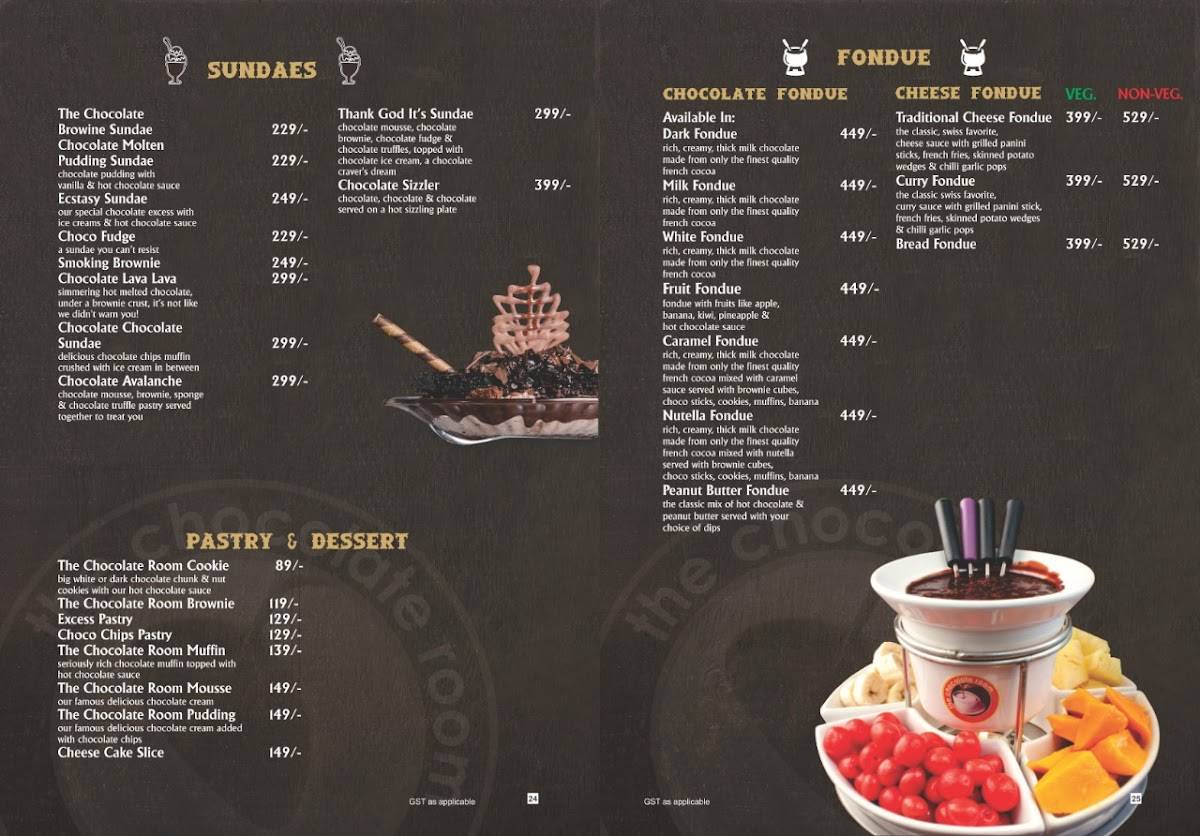 Menu at The Chocolate Room, Nainital