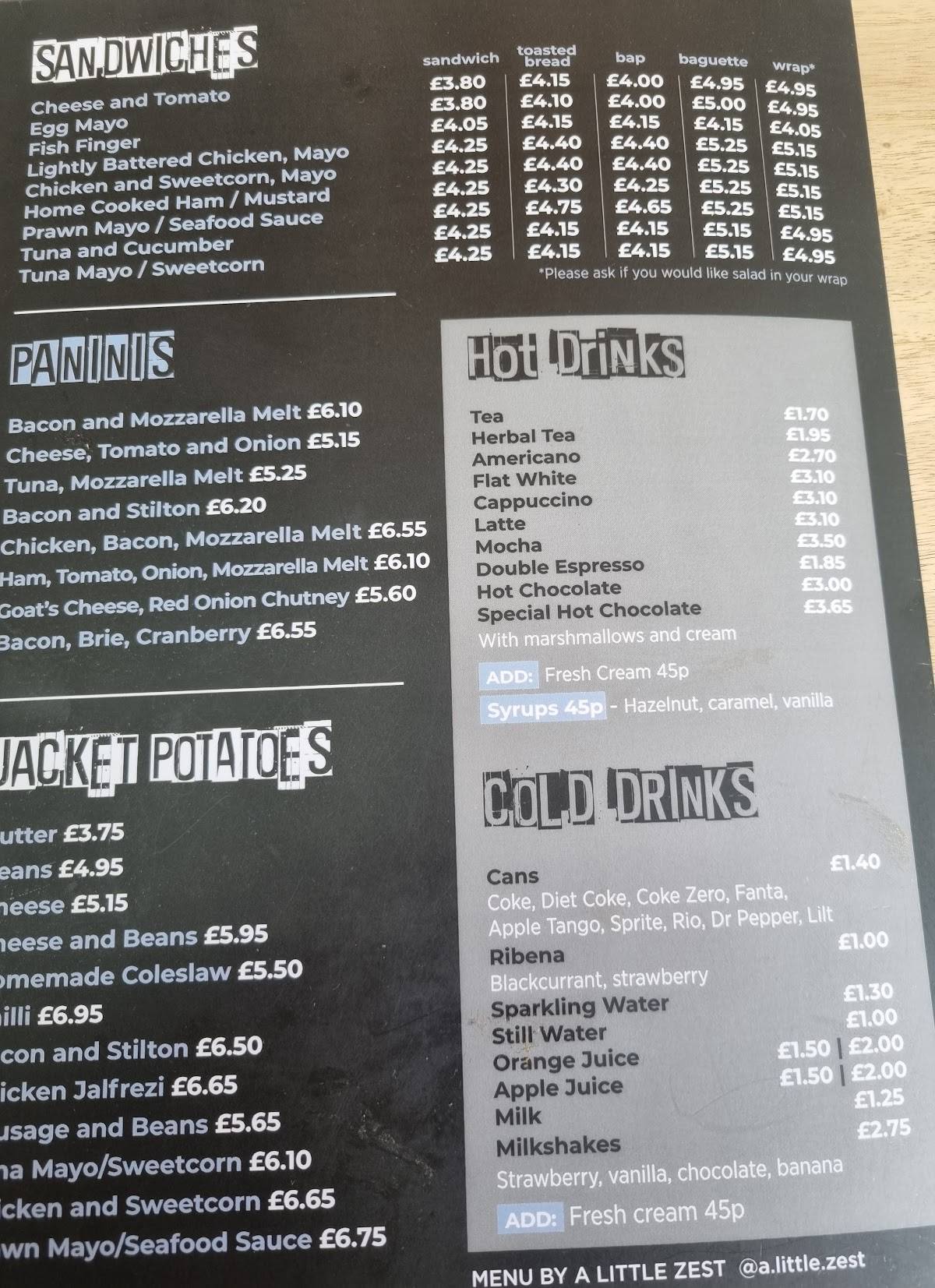 Menu at The Clock House Cafe, Bognor Regis