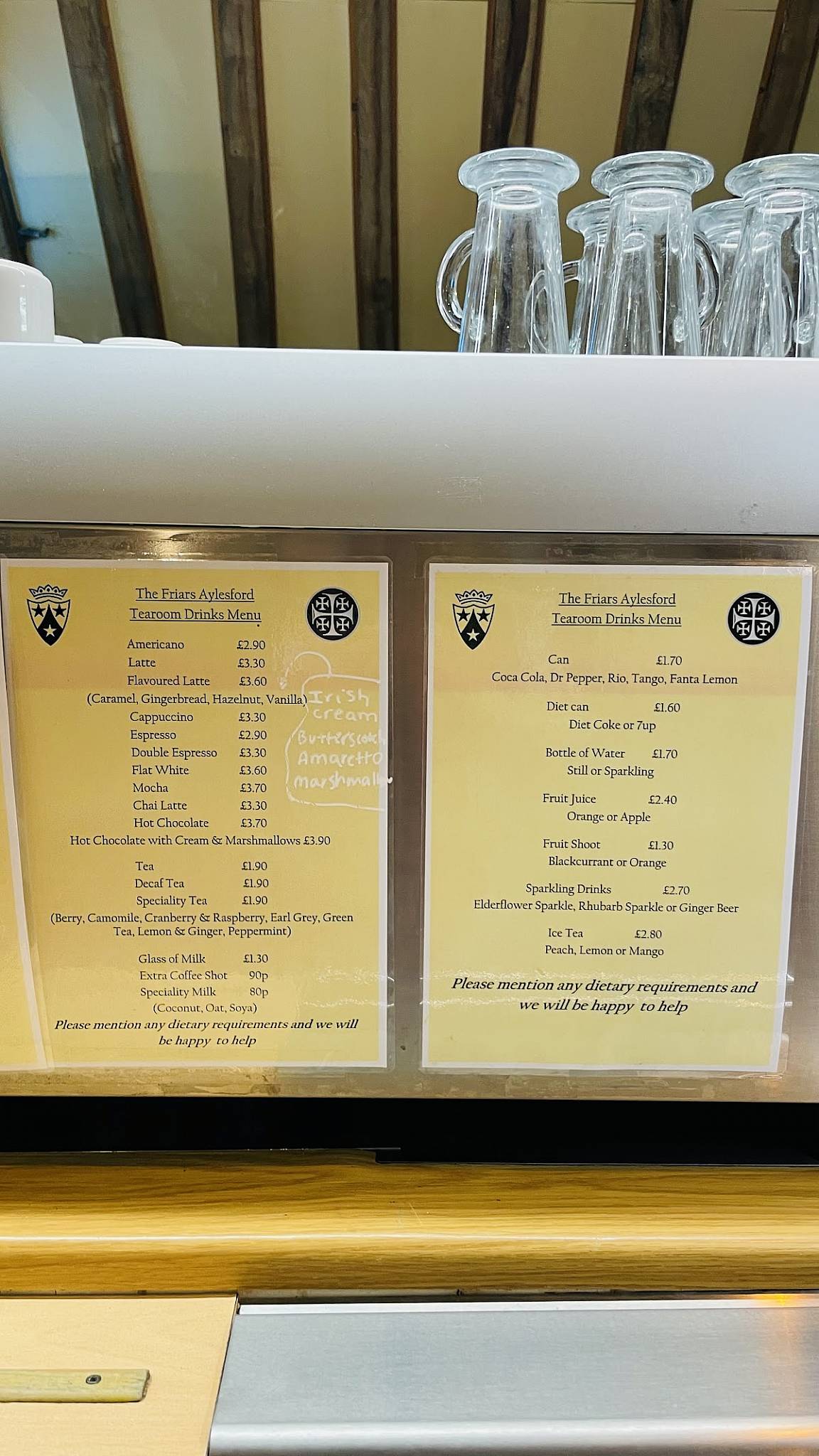 Menu at The Friars Tea room and Gift shop cafe, Aylesford