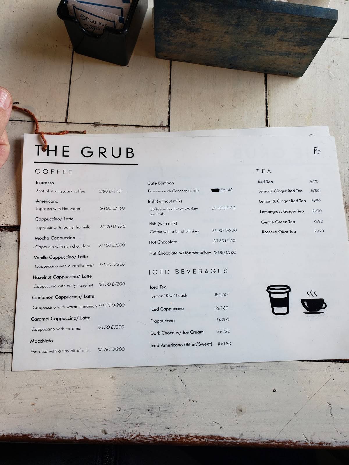 Menu at The Grub, Shillong