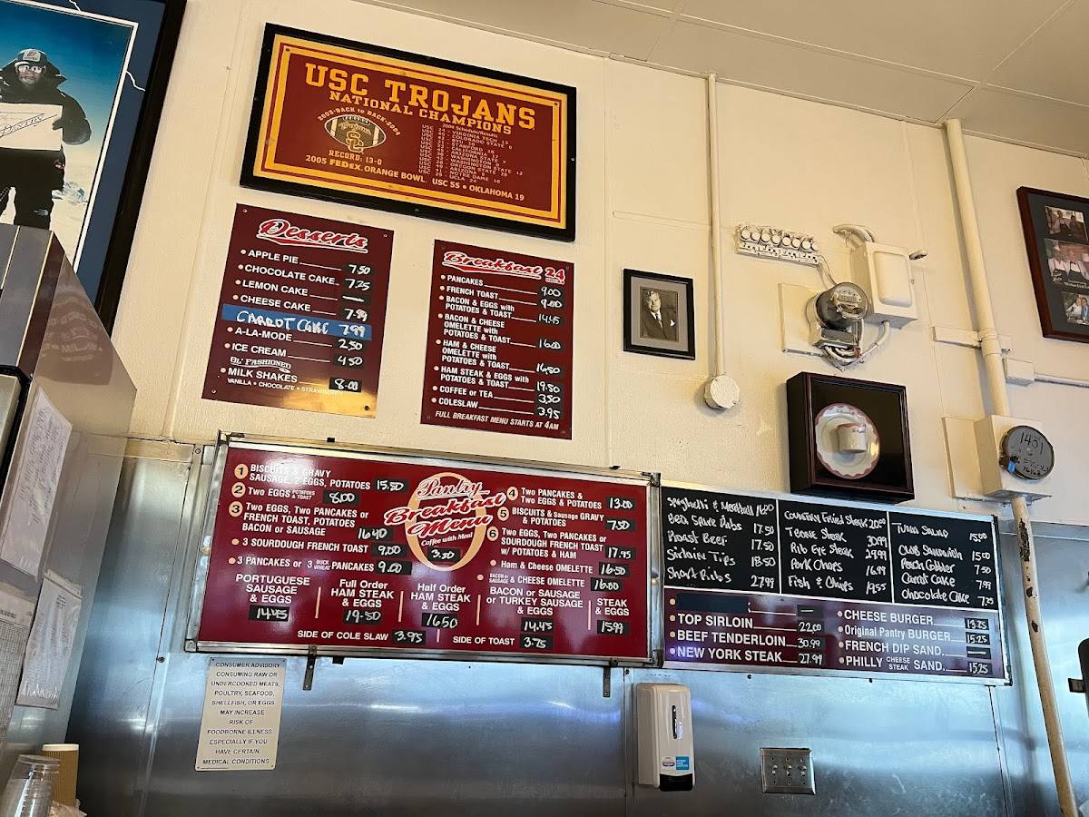 Menu at The Original Pantry Cafe, Los Angeles