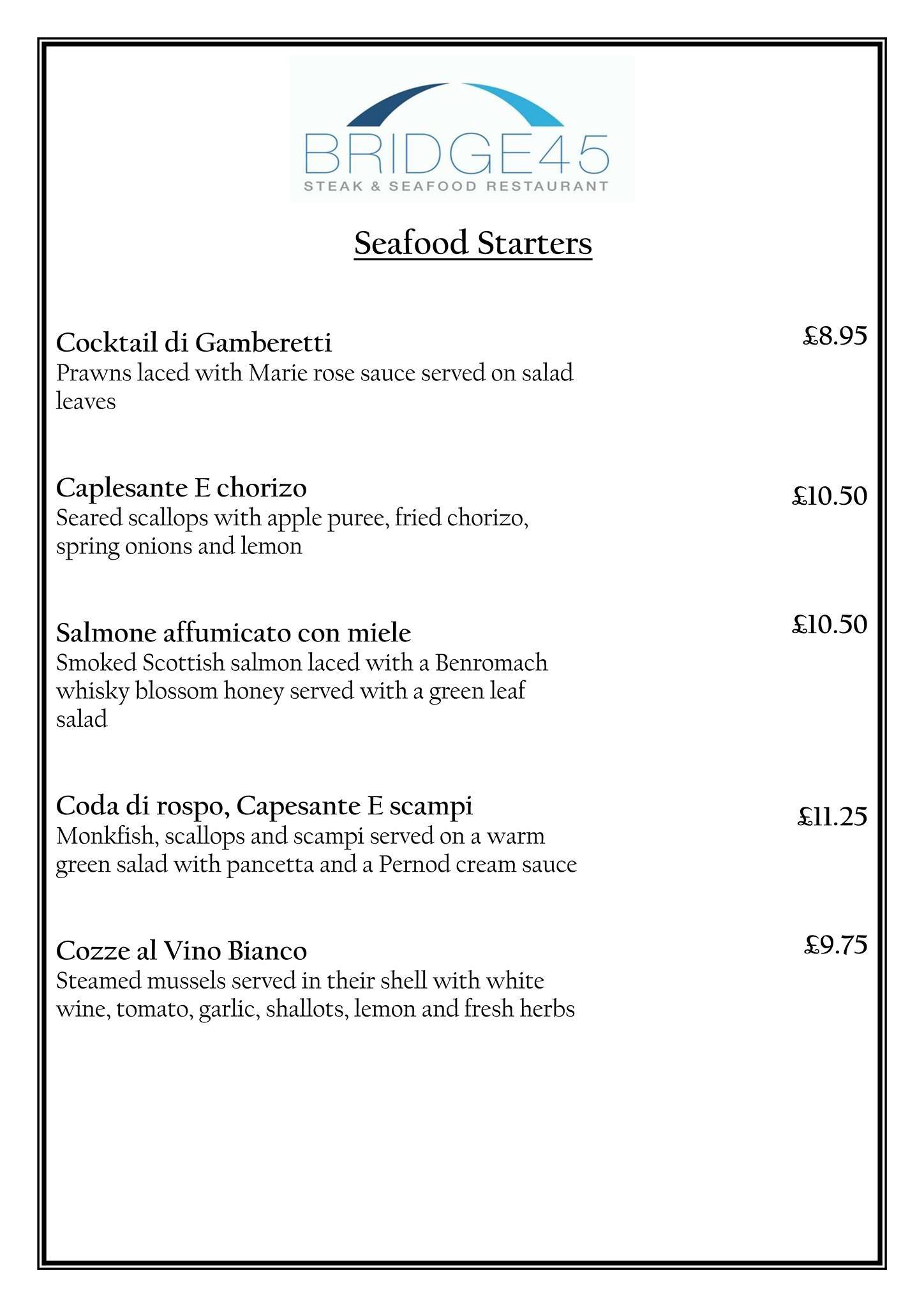 Menu at The Salt Cellar cafe, Lossiemouth