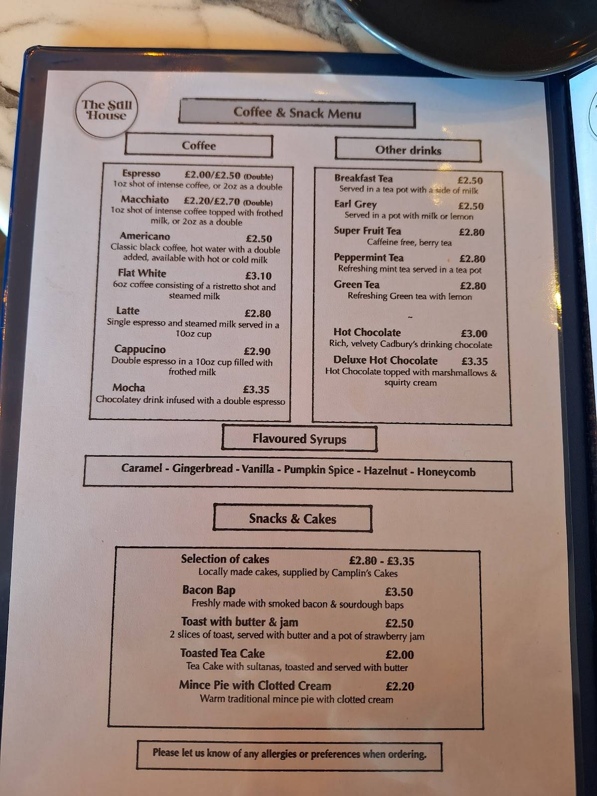Menu at The Still House pub & bar, Paignton