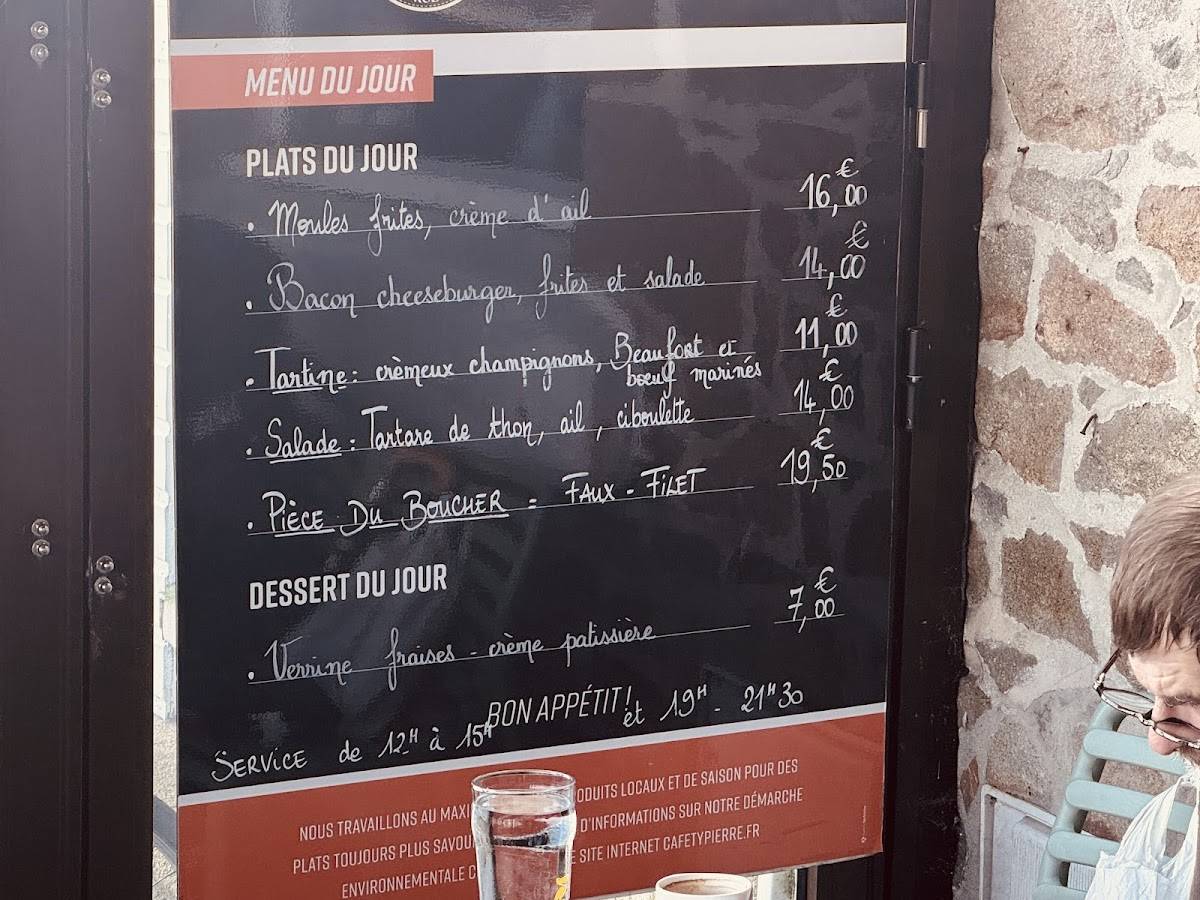 Menu at Café Ty Pierre, Roscoff