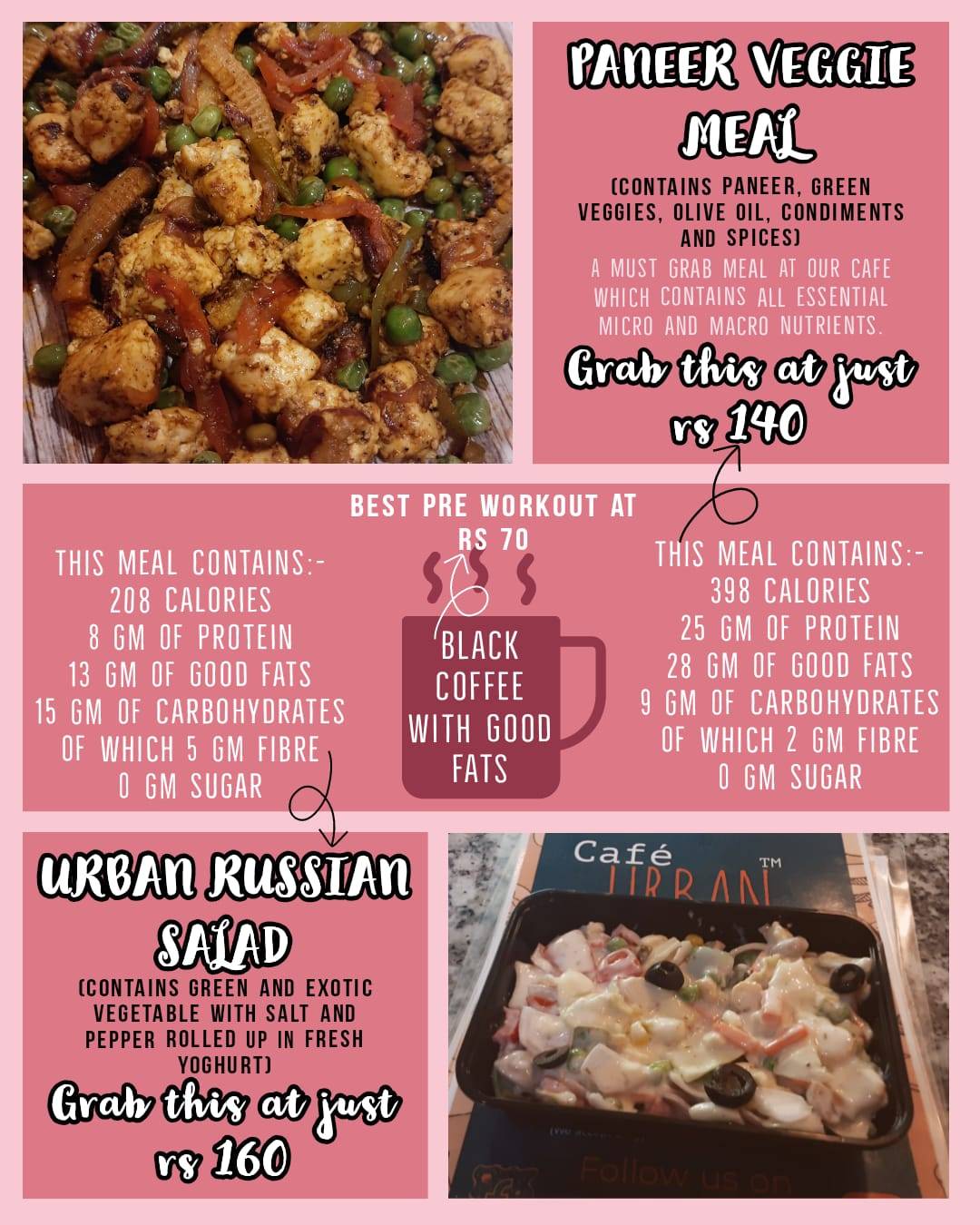 Menu at Café Urban, Jagdalpur
