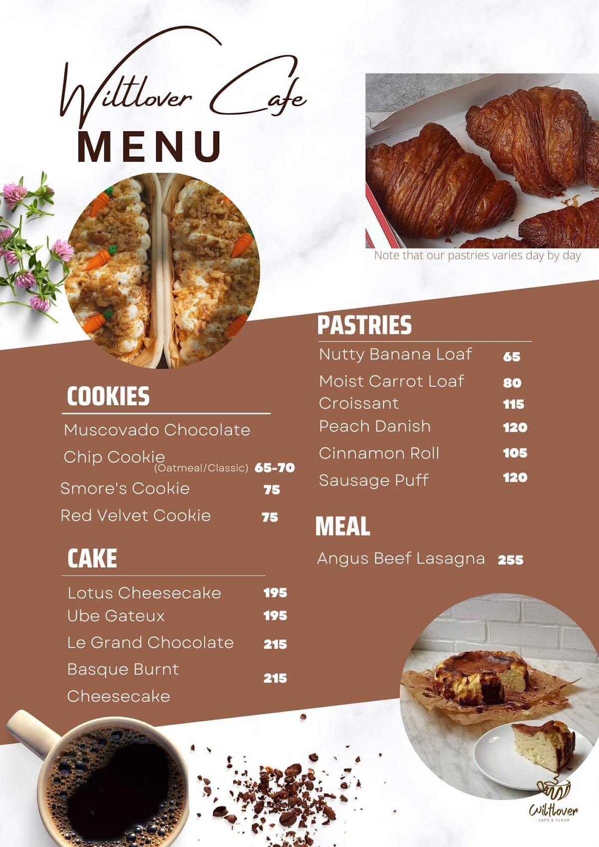 Carta de Wiltlover Cafe, Mandaluyong, Madison