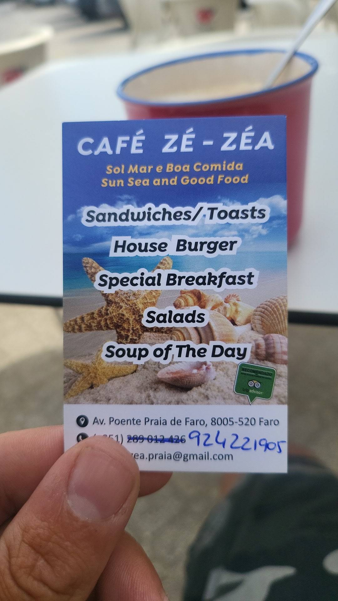 Menu at Café Zé-Zéa, Faro
