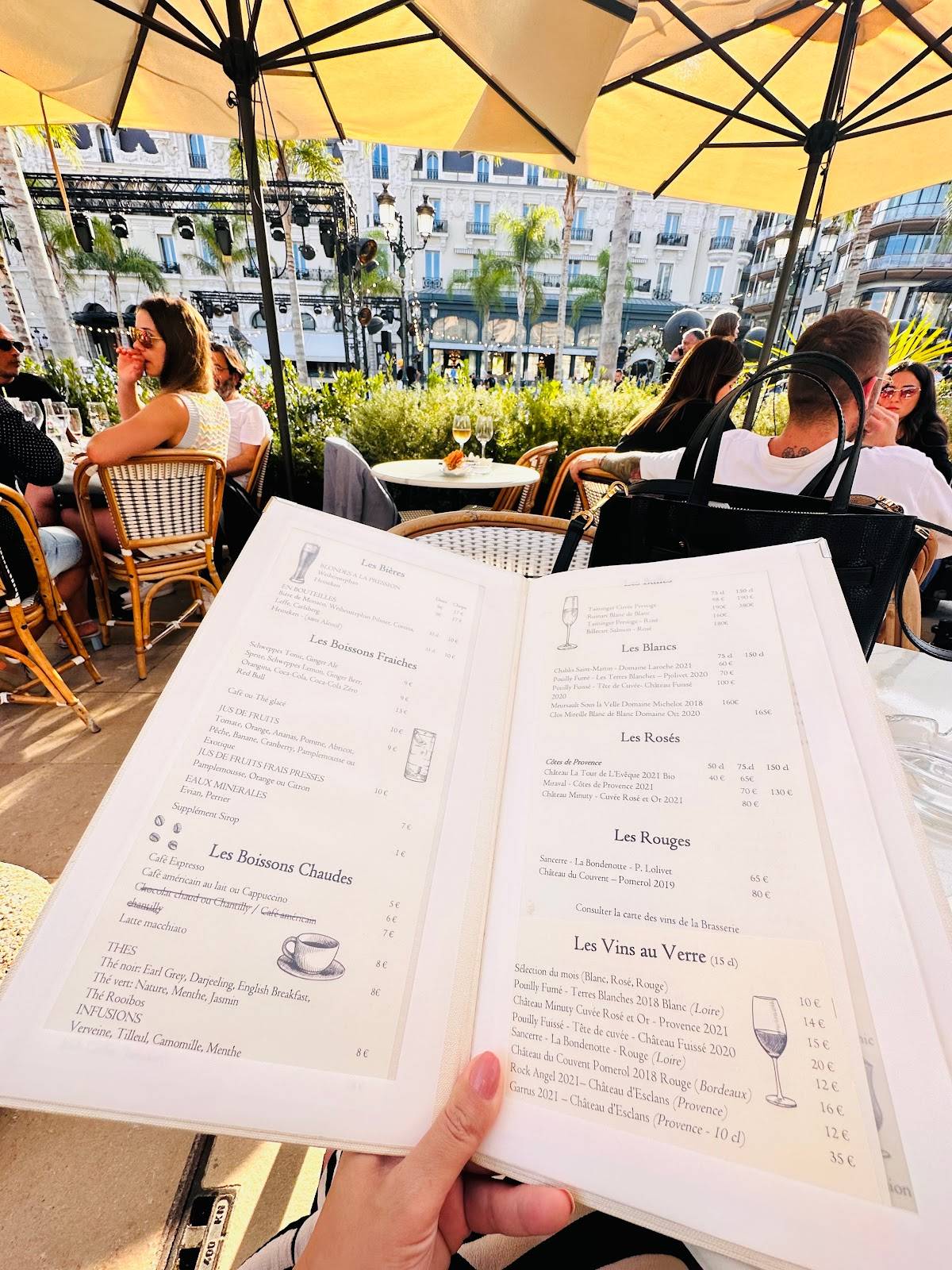 Menu au Café de Paris Monte-Carlo, Monaco
