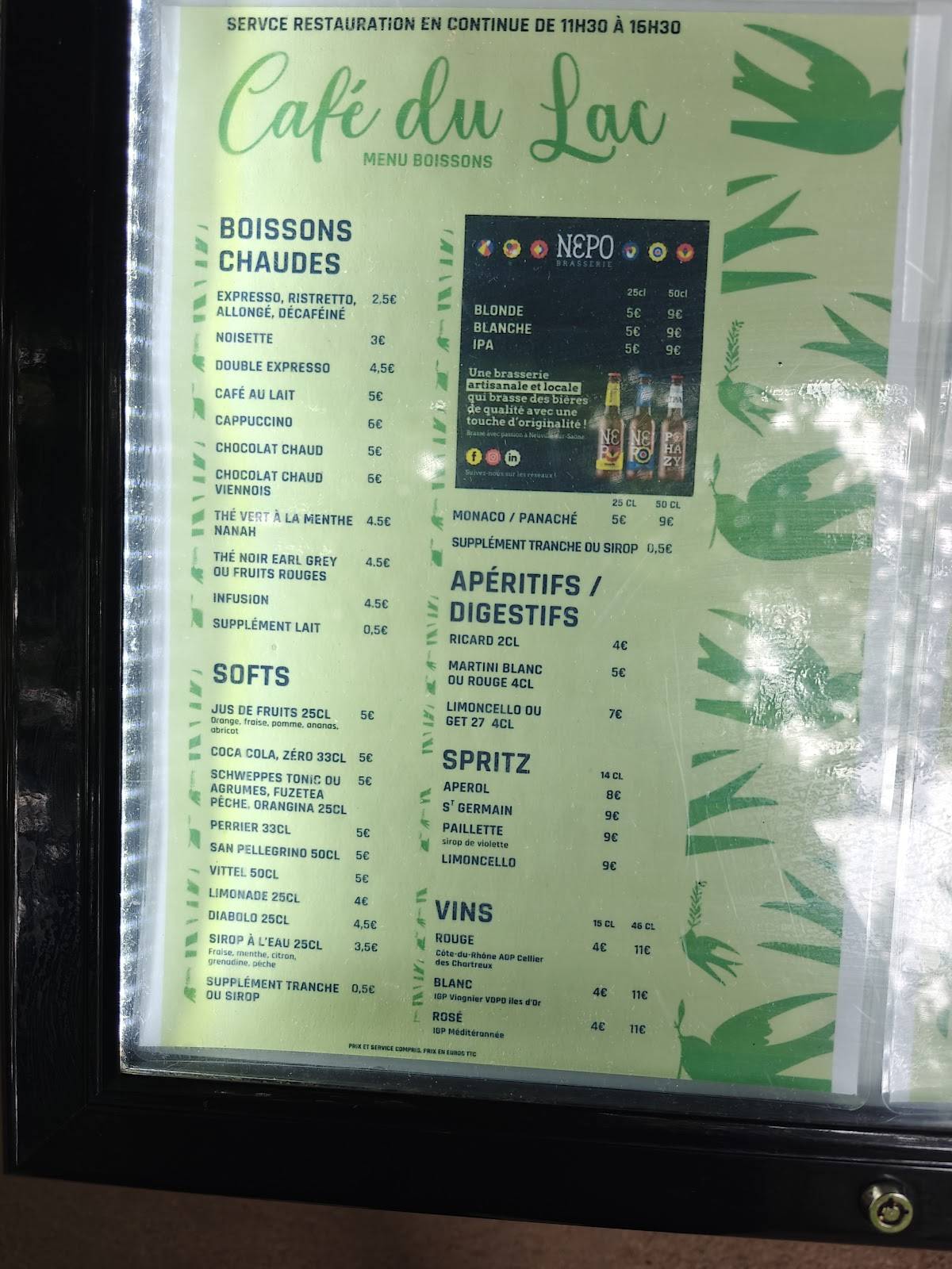 Menu au Café Du Lac, Lyon