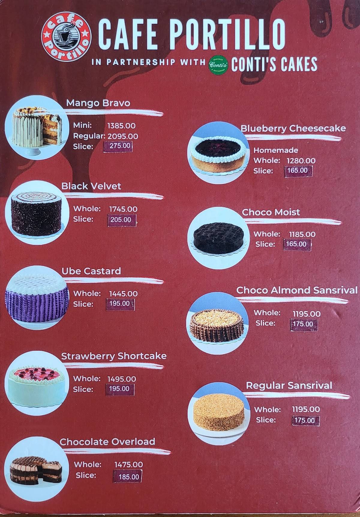Menu at Cafe portillo angat branch, Angat