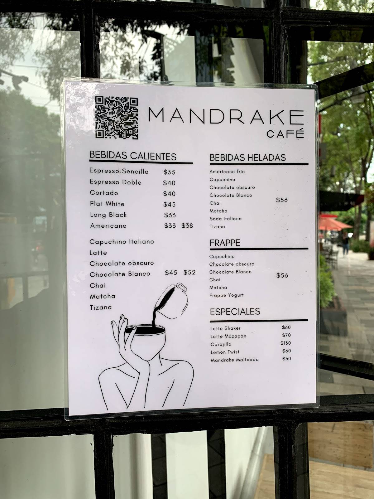 Carta de Café Mandrake, Ciudad de México, Av. Insurgentes Sur 608