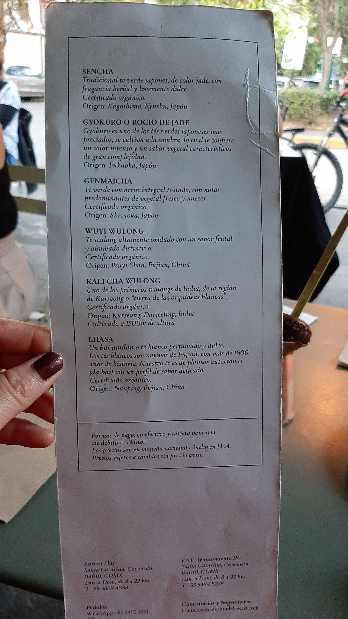 Carta de Café Ruta de la Seda, Ciudad de México, Aurora 1