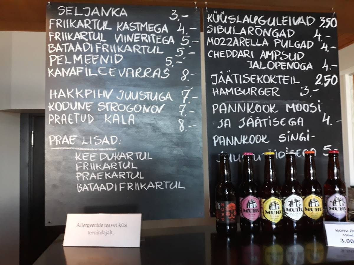 Menu at Kuivastu kohvik cafeteria, Kuivastu