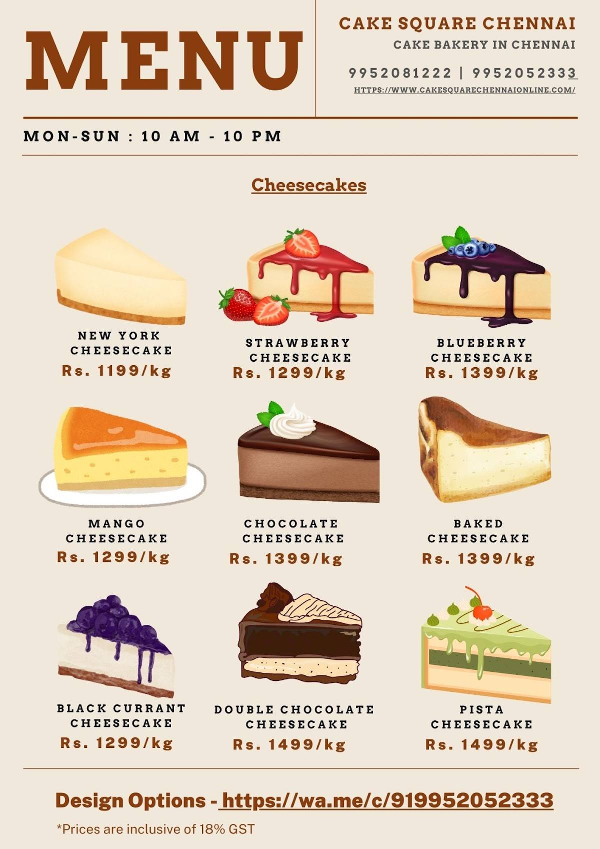 Menu at Cake Square Camp Road-Cake Shop & Birthday Cake, Chennai