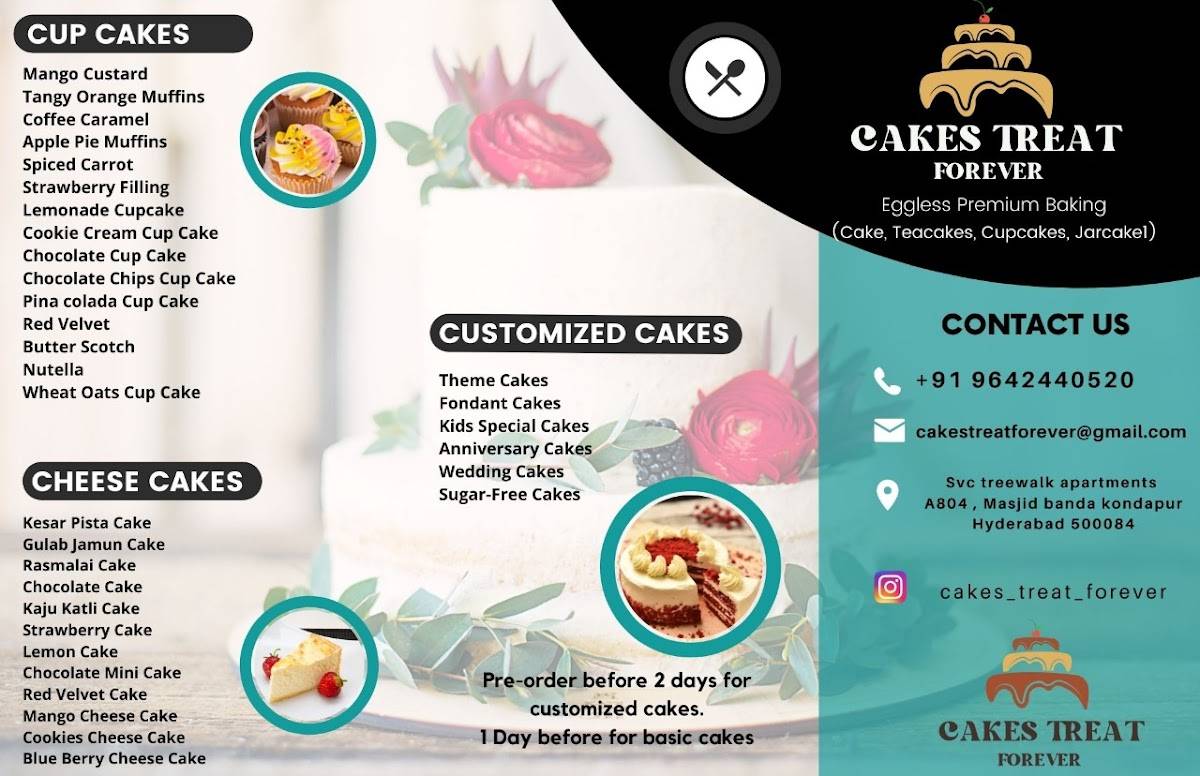Menu at Cakes Treat Forever, Hyderabad