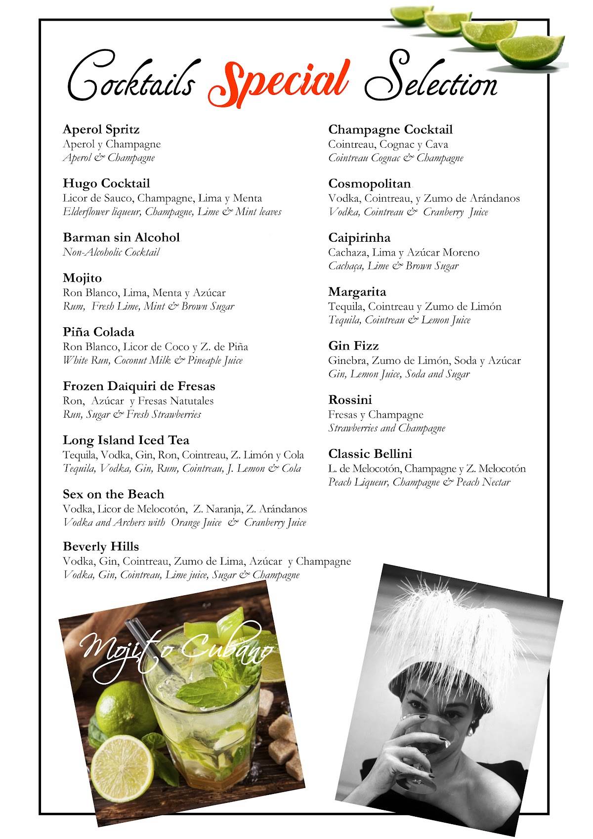 Carta de Porto Cari Restaurant & Cafe, Cala D'or