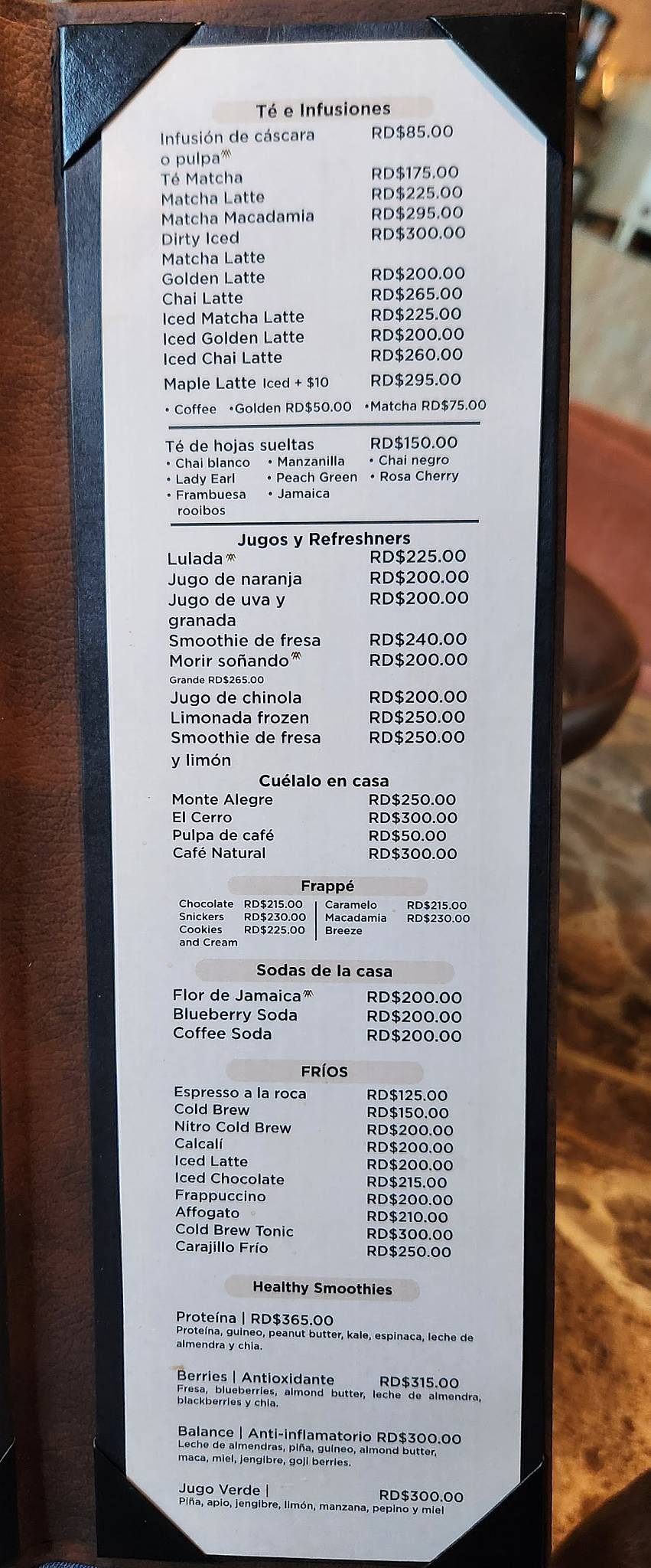 Menu at Calcalí Coffee - Naco, Santo Domingo