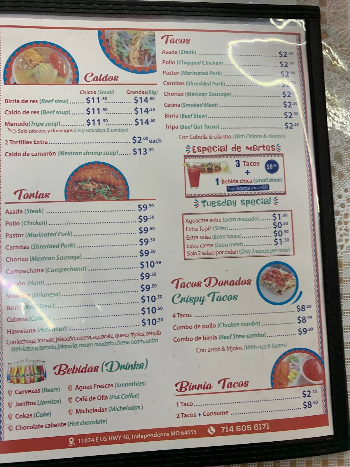 Menu at Cali KC restaurant, Independence, E US Hwy 40
