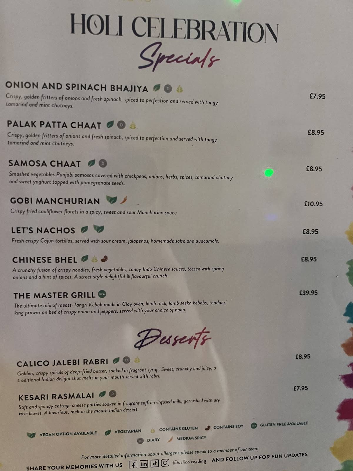 Menu at Calico Bar & Eatery, Reading, 33 London St