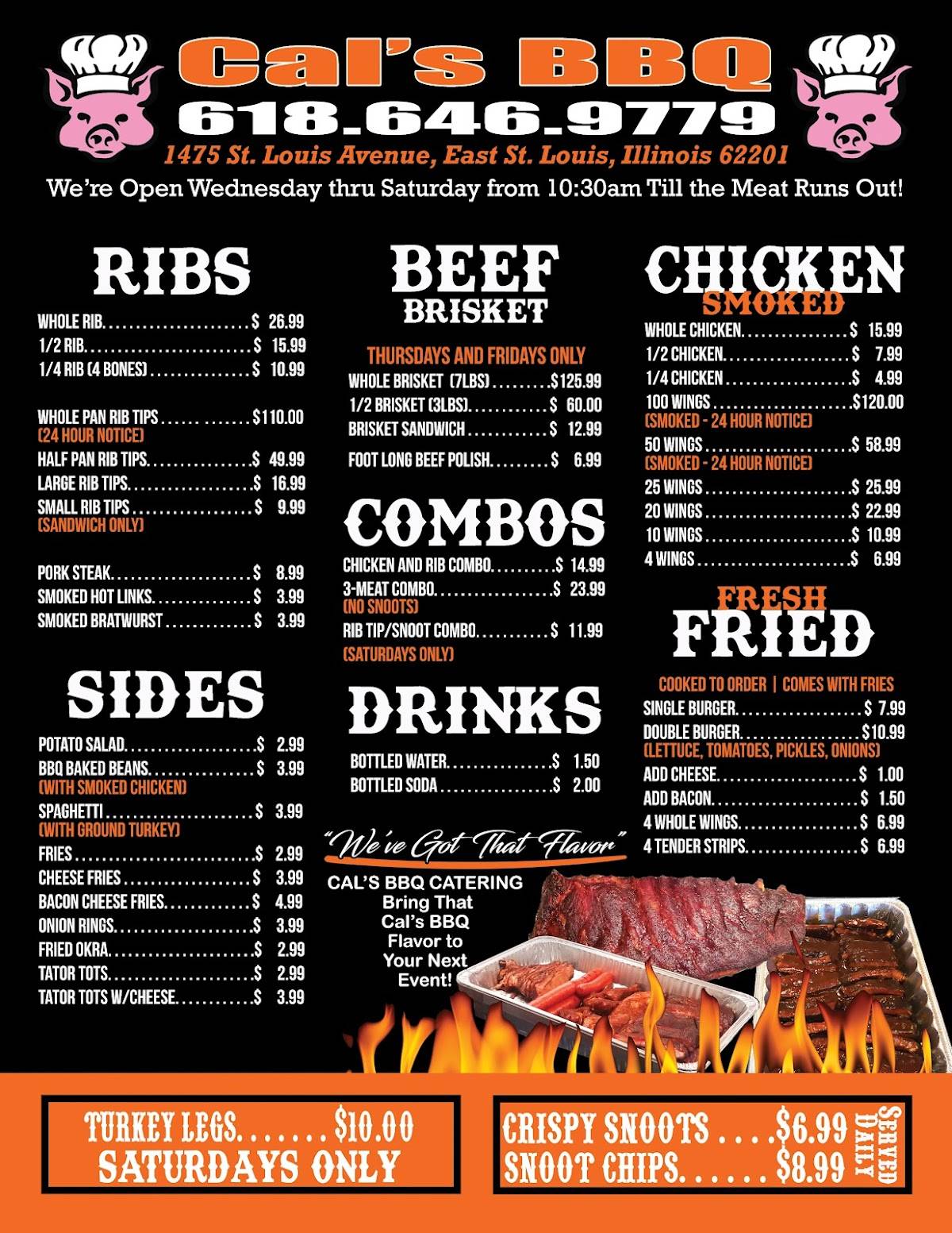 Menu at Cal's BBQ, East Saint Louis