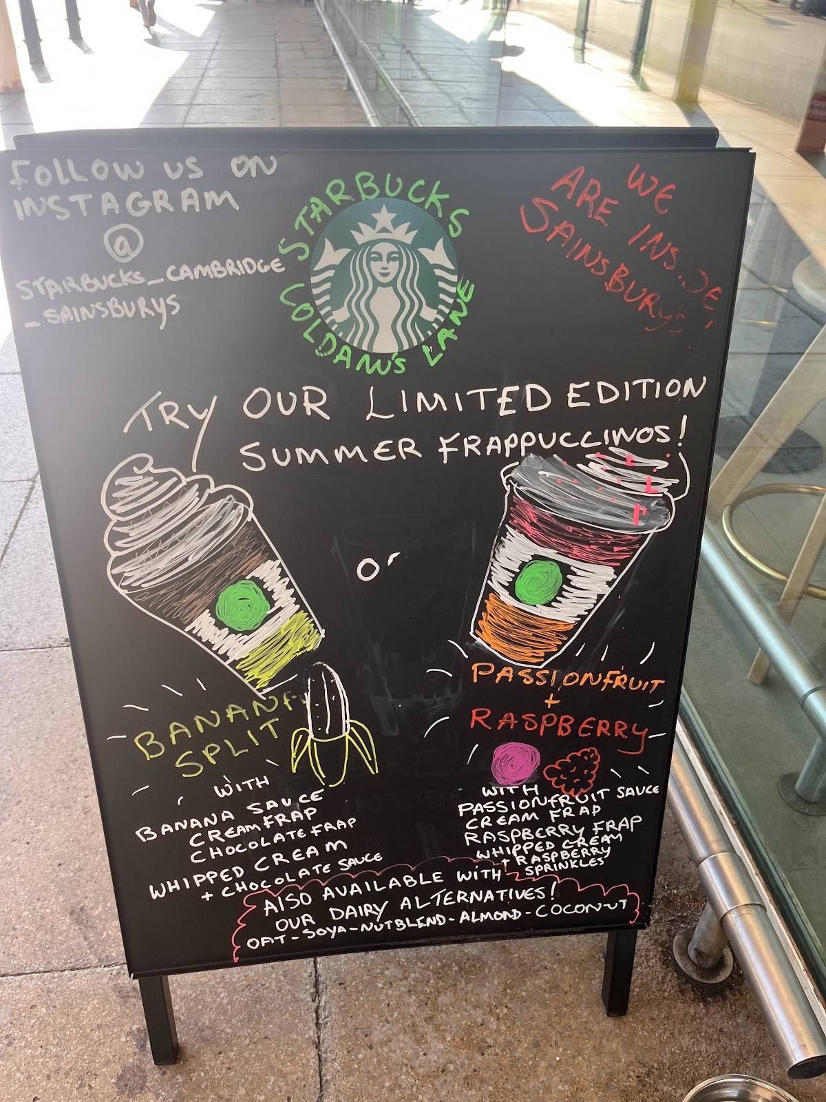 Menu at Starbucks, Cambridge, Brooks Rd