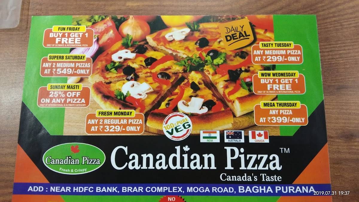 Menu at Canadian Pizza, Bagha Purana